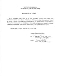 2018-01 Resolution to transfer funds 4-18-18 – Town of Whitewater